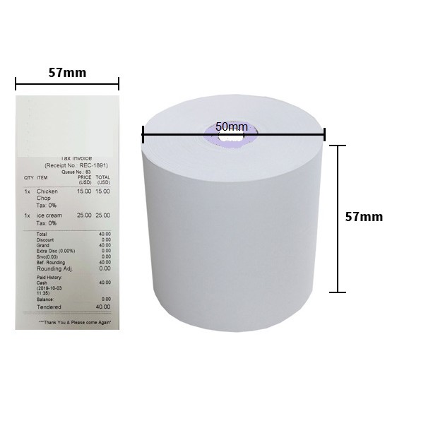 Thermal paper roll 57x70mm, 57x50mm, 57x40mm, 57x30m, 80x70mm, 80x80mm ...