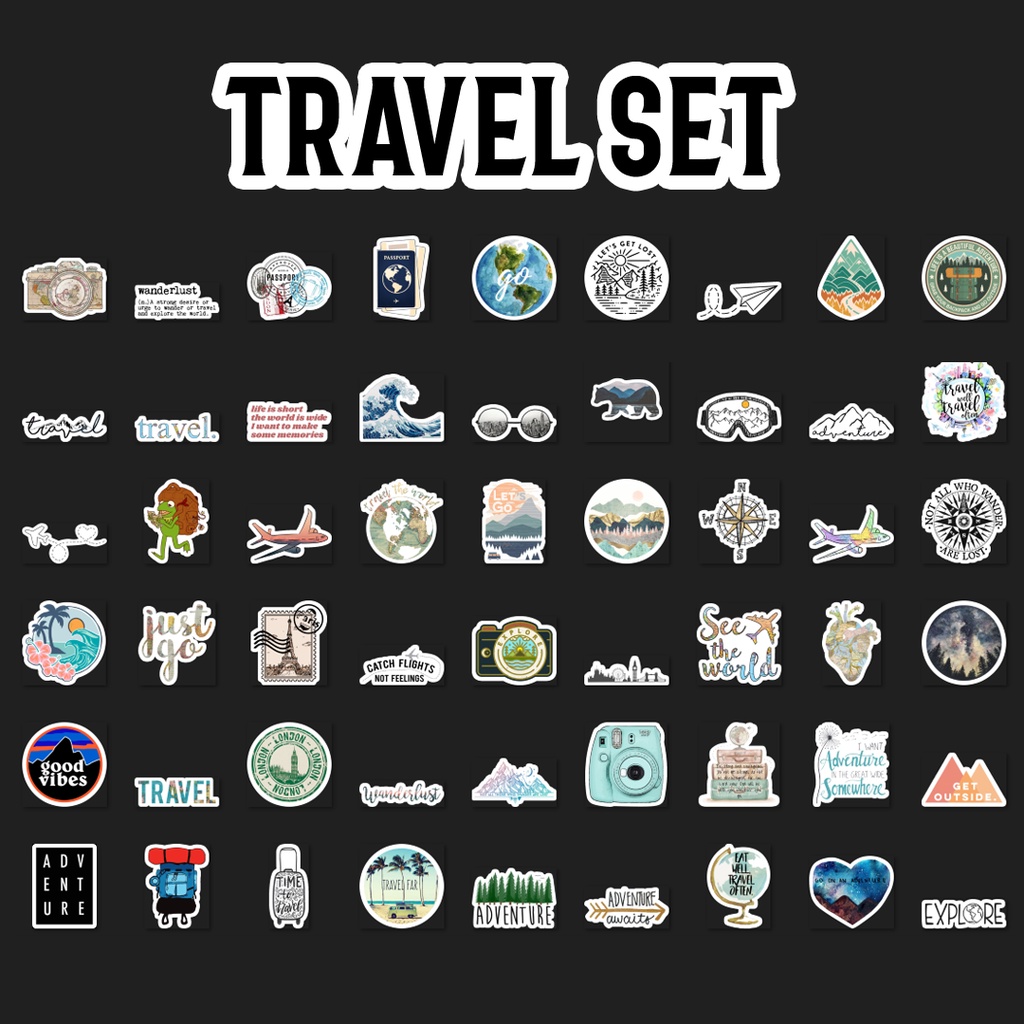 50 pcs. TRAVEL stickers | water proof | TOURISM TOUR stickers AROUND ...