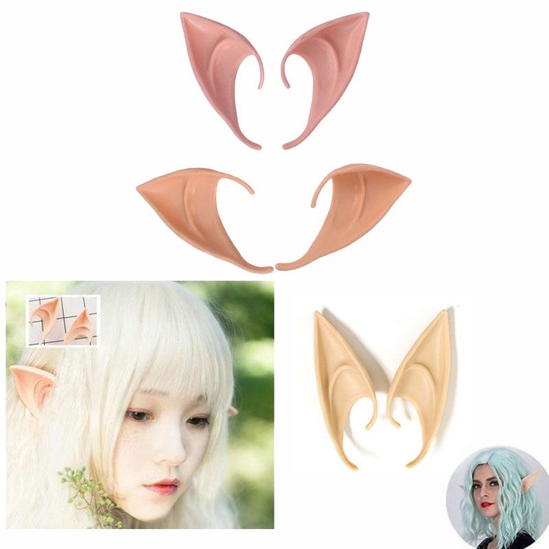 2 Pairs Elf Ears Rubber Latex Prosthetic Angel Pixie Fairy Cosplay ...