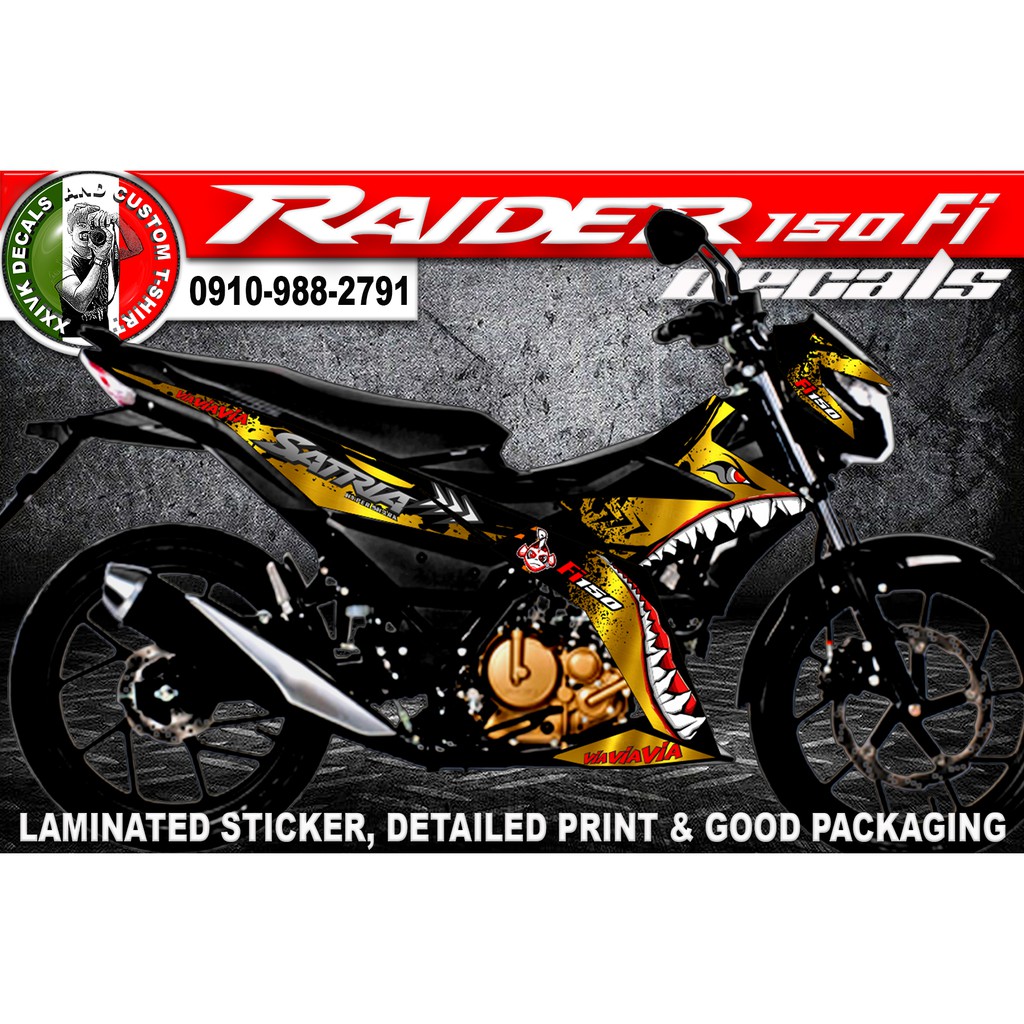 RAIDER 150 FI DECALS SHARK STICKER FOR MOTORCYCLE PARTS AND ACCESSORIES ...
