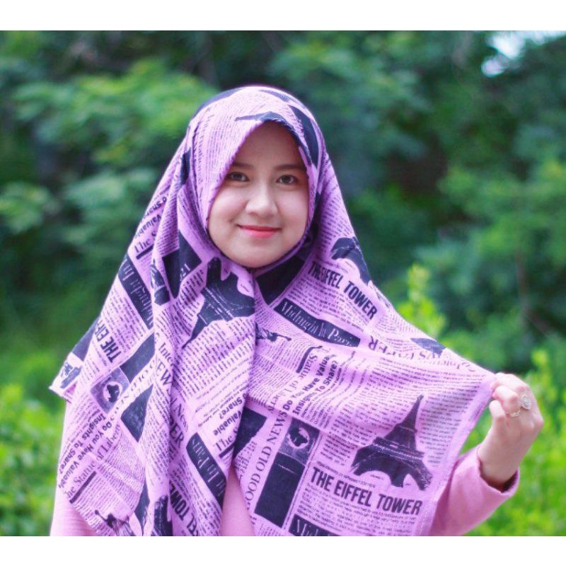 Eiffel Tower Motif Newspaper Hijab | Shopee Philippines