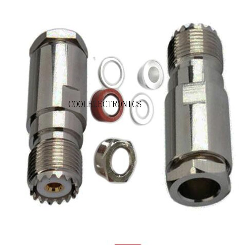 2pcs SO239 UHF Female Jack Clamp for RF Coaxial Coax Cable RG8 50-7 7D ...