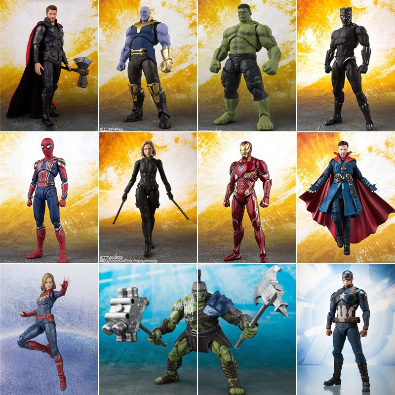 16cm SHF The Avengers Figma Marvel Iron Man Mk50 Thor Spiderman Hulk ...