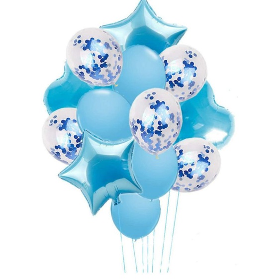 14 Pieces Party Balloons Latex Balloons Confetti Balloons and Star ...