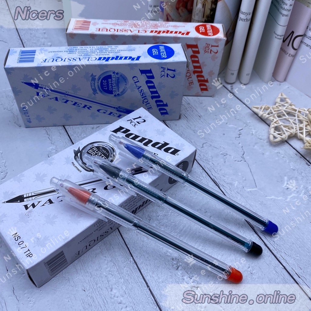 12pcs Original PANDA Classique Ballpen Water Gel 0.7mm | Shopee Philippines