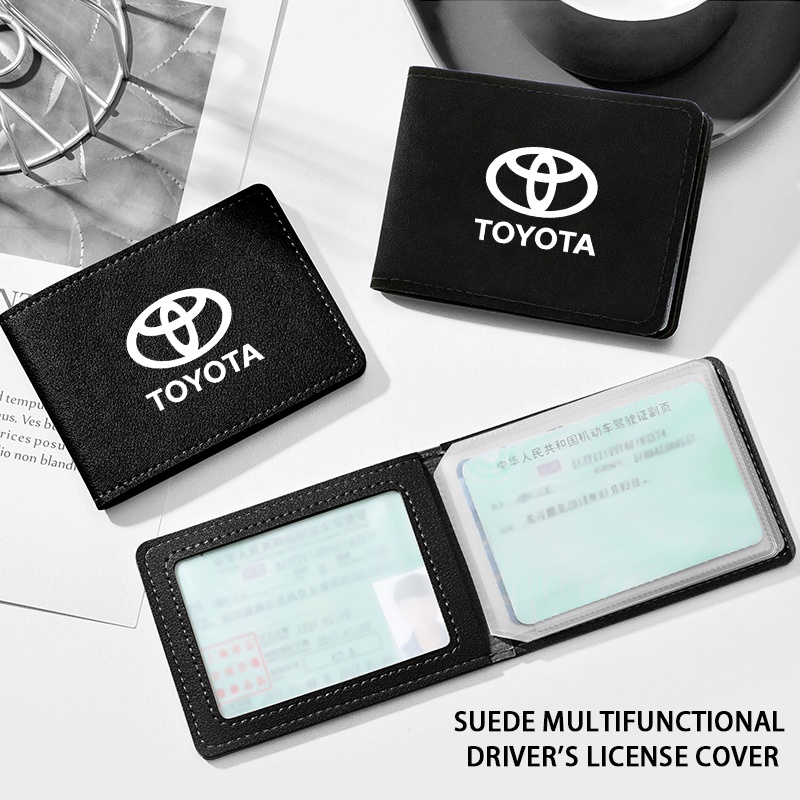 Suede Leather 6 Card Position Driver's License Cover ID Card Cover ...