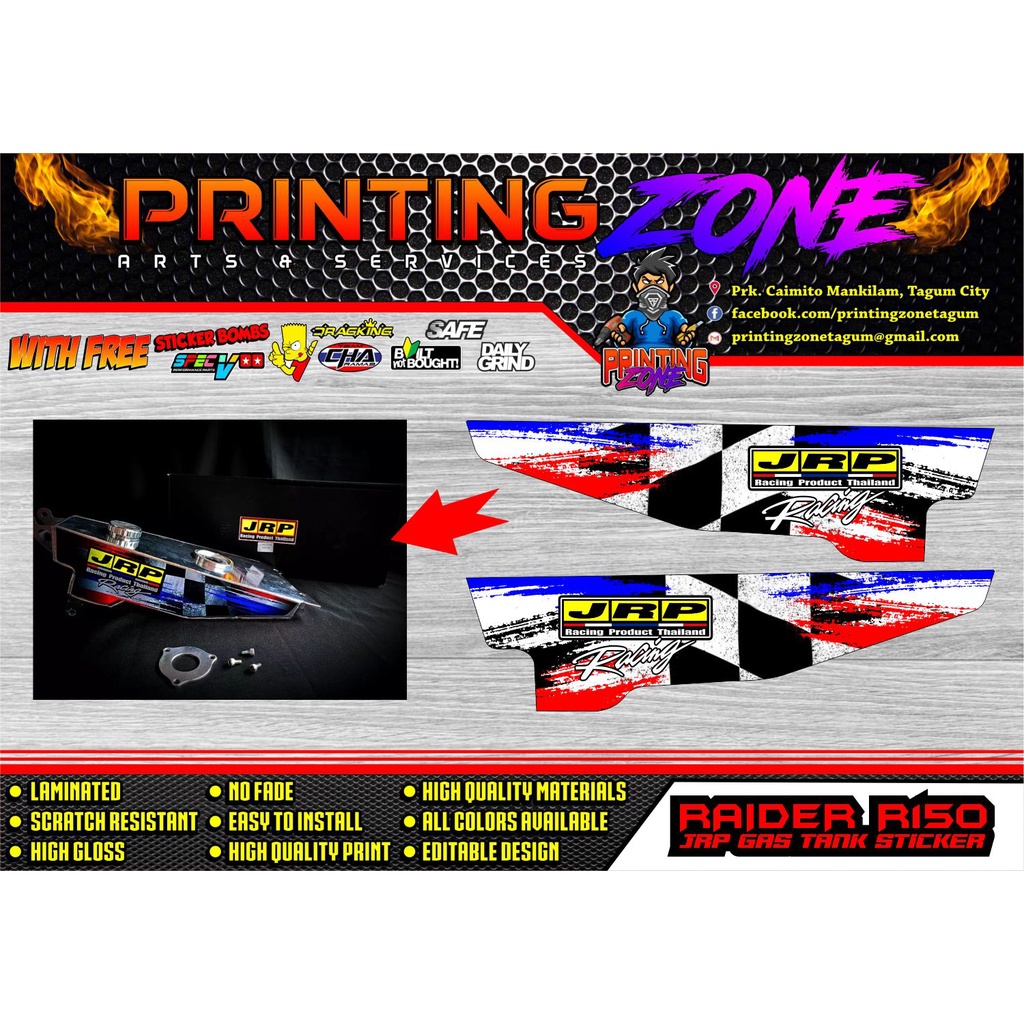 JRP GAS TANK for Raider R150 Decals Stickers Vinyl High Quality Printed ...