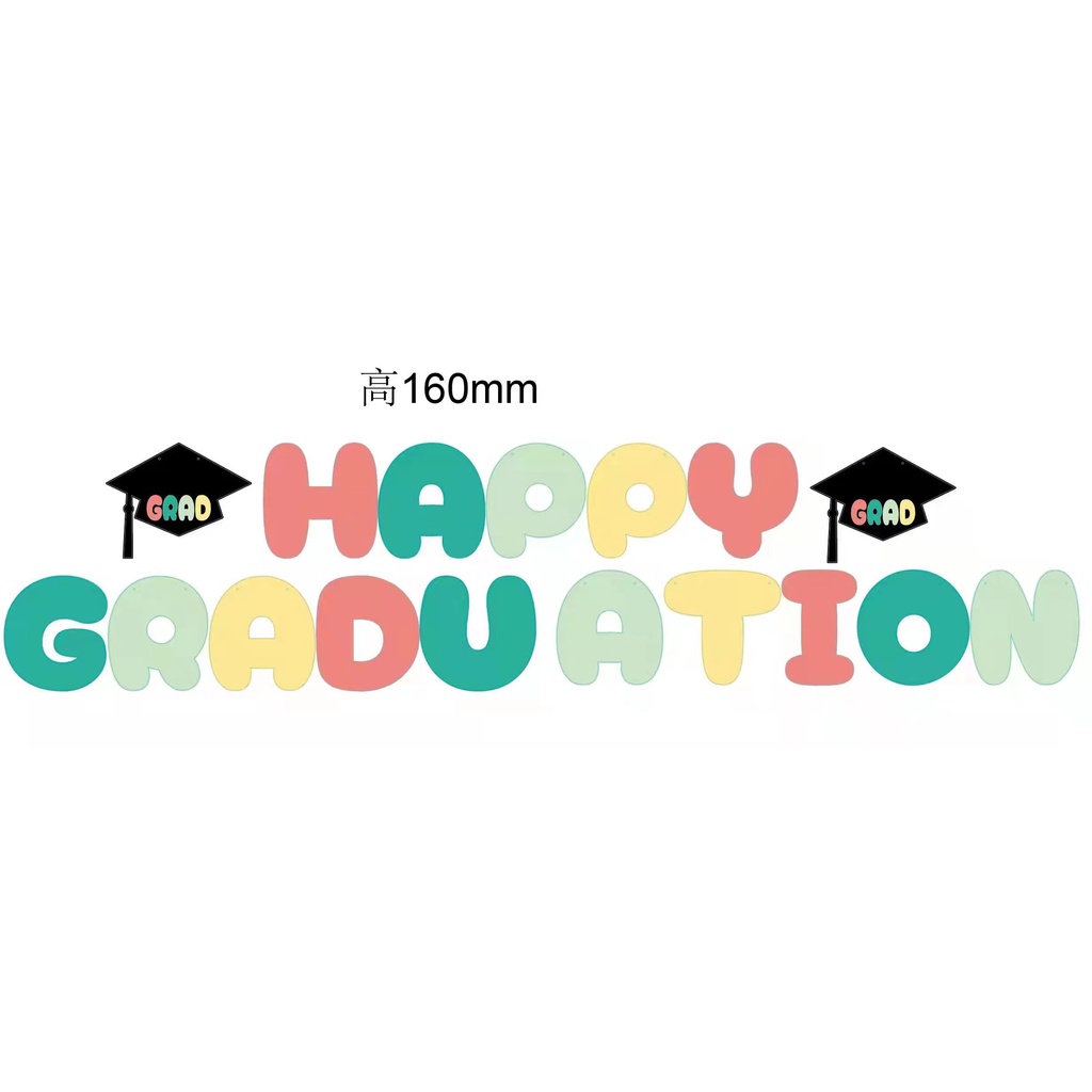 Happy Graduation Banner Graduate Party Decoration (Macaron) Party Needs ...