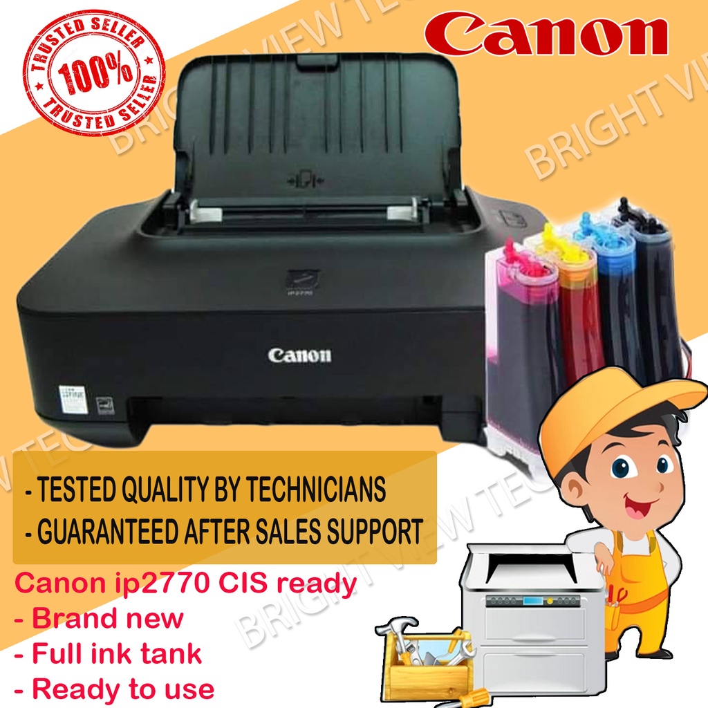 Canon Pixma IP2770 printer w/ CISS continuous ink supply "FREE 1 SET OF ...