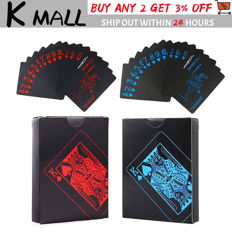 PVC Playing Cards Waterproof Pure Black Plastic Board Game Card PVC ...