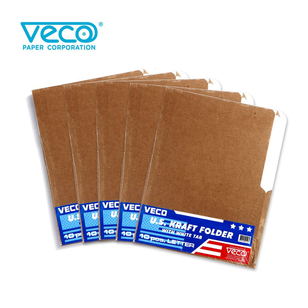 【phi local stock】 Veco Kraft Folder 14pts with white tab (50pcs ...