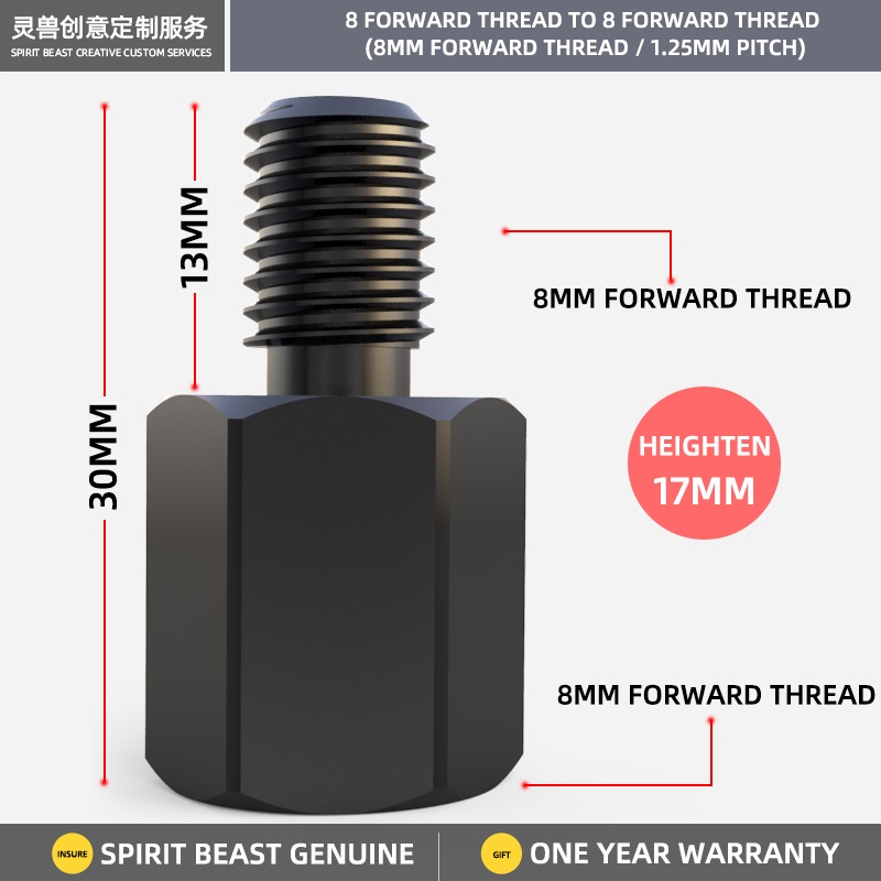 8mm to 10mm Clockwise Motorcycle Rearview Mirror Screw Thread Adapter ...