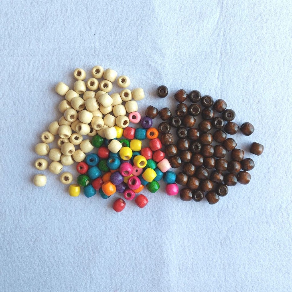 Assorted Wooden Beads Approx. 10pcs. Natural/Dark Brown/Assorted Colors ...