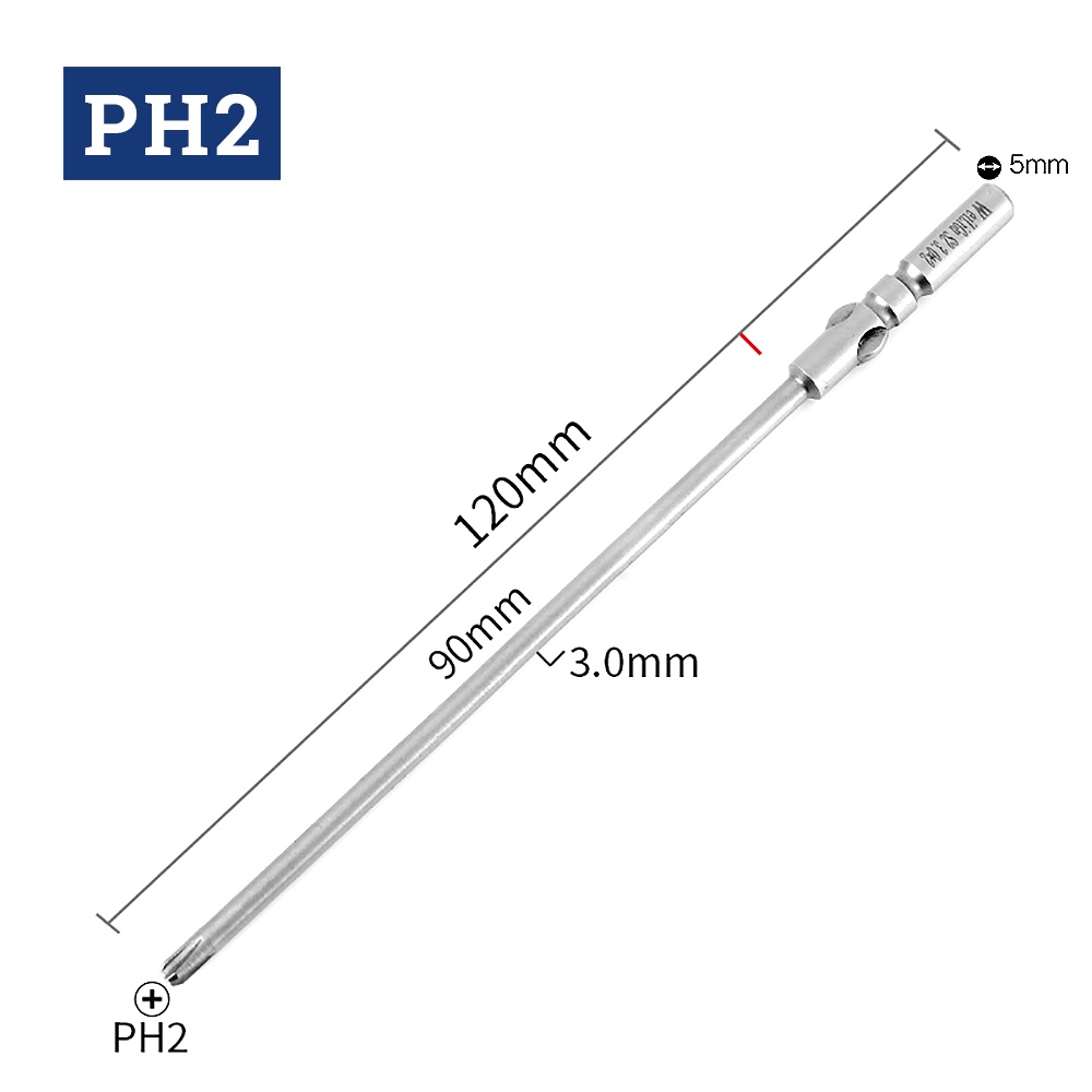 PH00 PH0 PH1 PH2 Phillips Screwdriver Bit S2 Steel Magnetic Extra Long 5mm Round Shank | Shopee ...