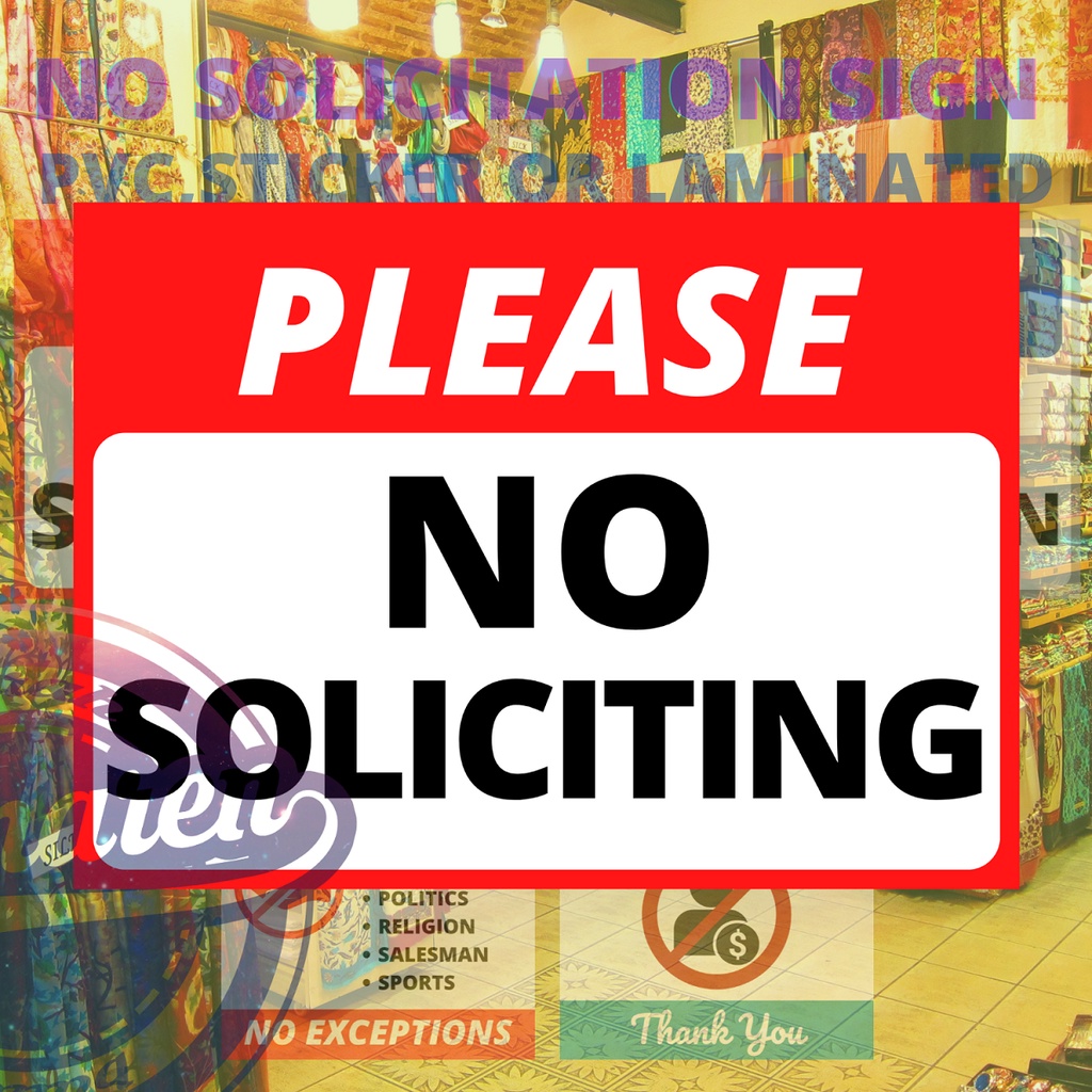 No Solicitation Soliciting Laminated Photo, PVC Plastic & Waterproof ...