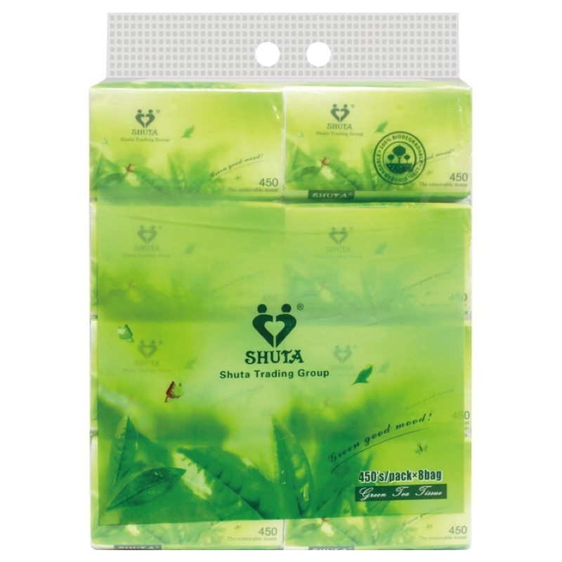 Green Tea Facial Tissue 450 Sheets by 8's (S-0010) 1pack=8pcs | Shopee ...