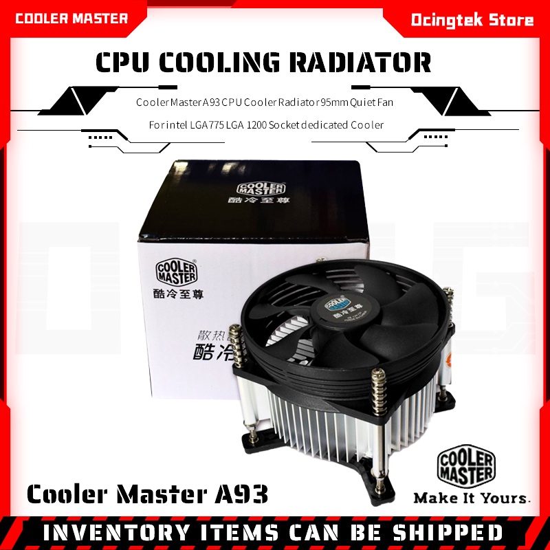 Cooler Master A93 CPU Cooler Radiator 95mm Quiet Fan intel LGA775 ...