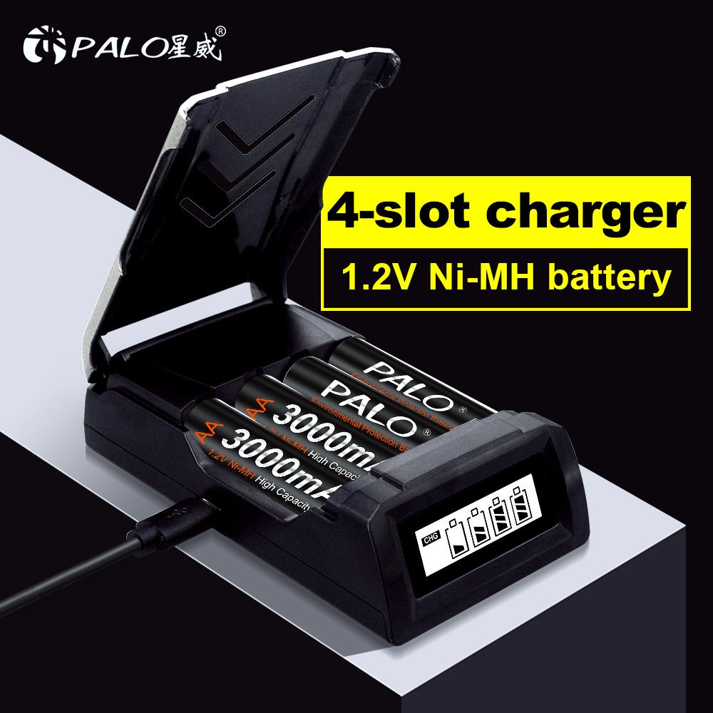 PALO AA Battery NIMH AA 3000mAh 1.2V 2A Ni-MH aa Rechargeable Batteries AA Bateria Baterias and ...