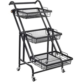 TPS-3 Tier Adjustable Foldable All Metal Trolley Organizer Storage cart ...