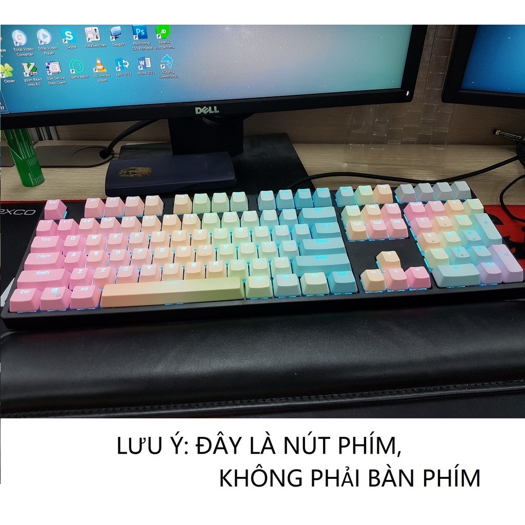 Rainbow thick PBT Ninja keycap Set and PBT doubleshot 108 led keys for ...