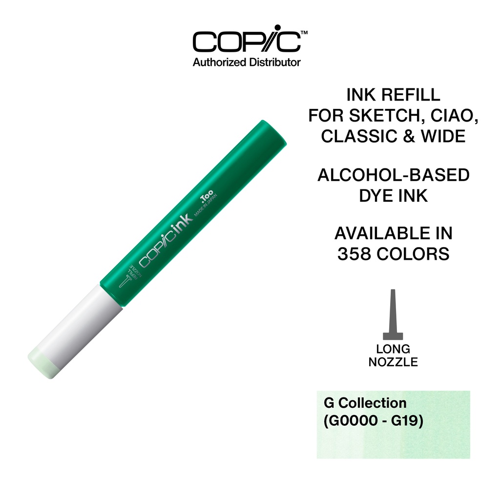 Copic Ink G ( Green Hue ) Collection A, Refill (G0000-G19) | Shopee ...