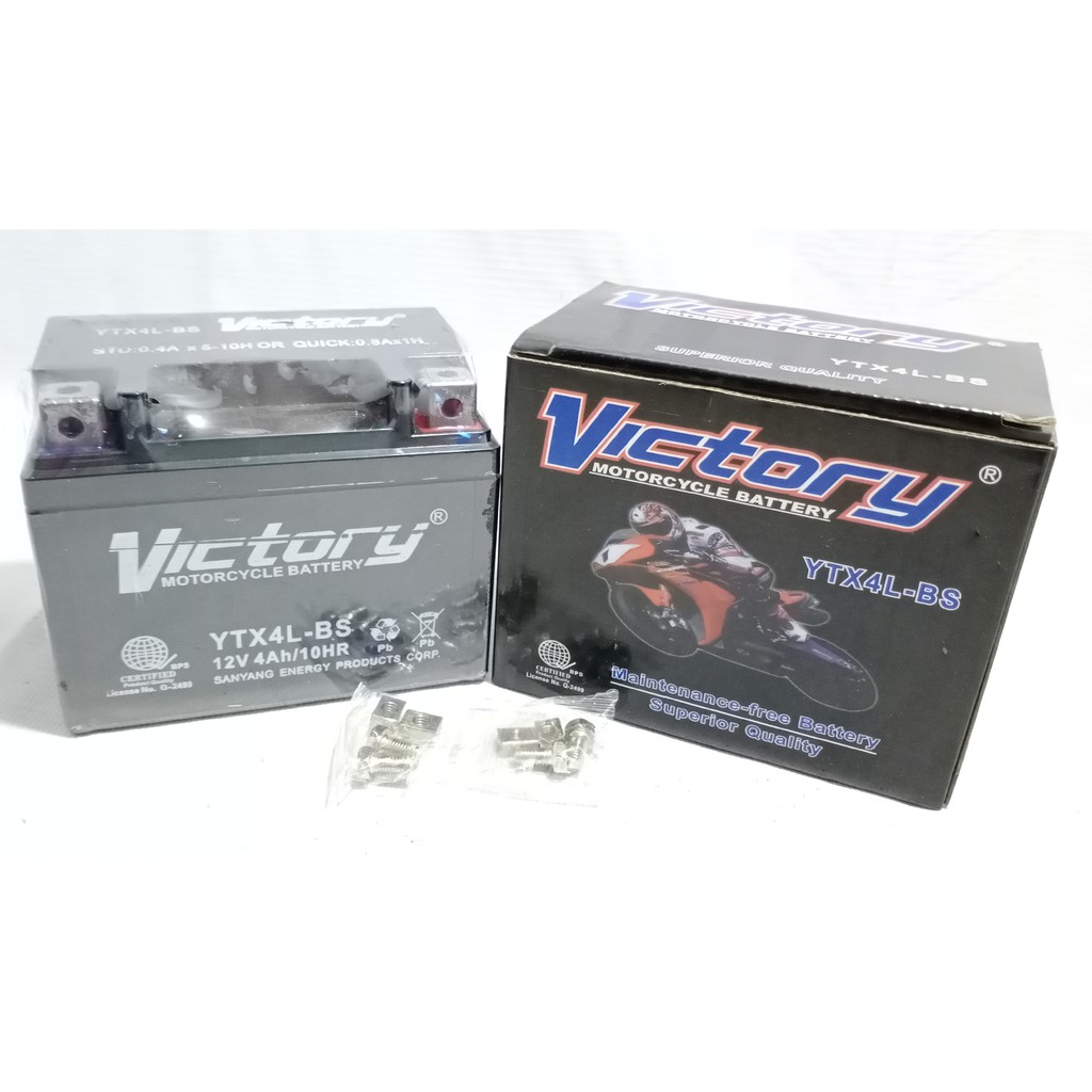BATTERY VICTORY - YTX4L-BS (XRM/W100/M3) | Shopee Philippines