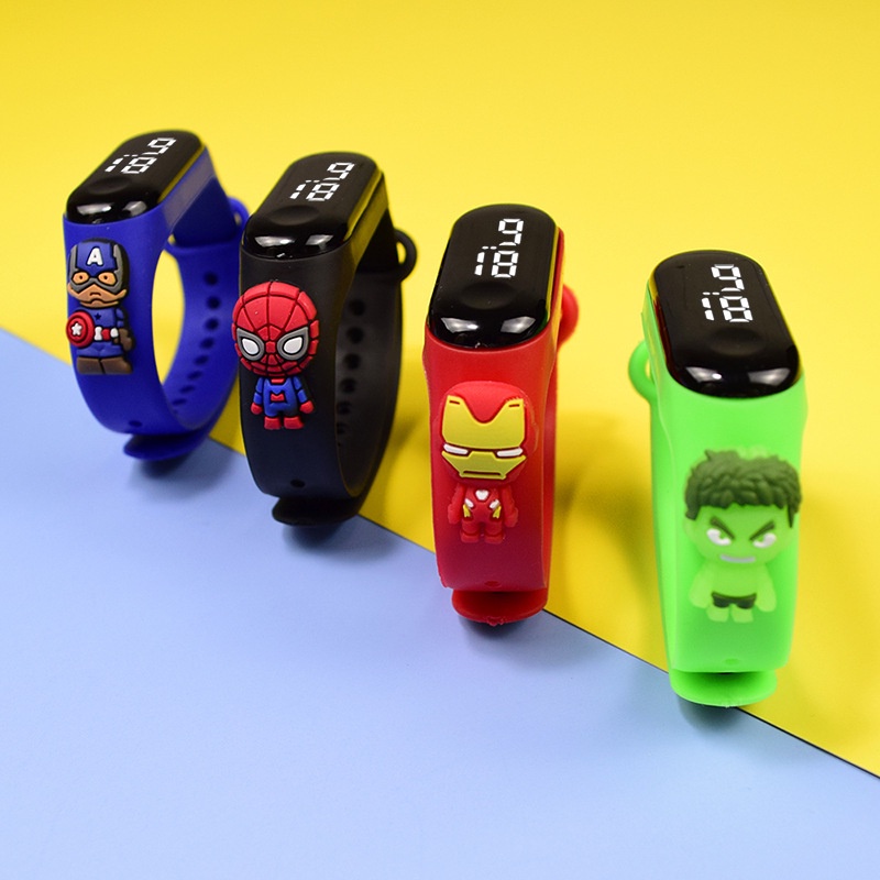 New Kids Spiderman Hulk Cartoon Iron Man Children's Boys Watch Sports ...
