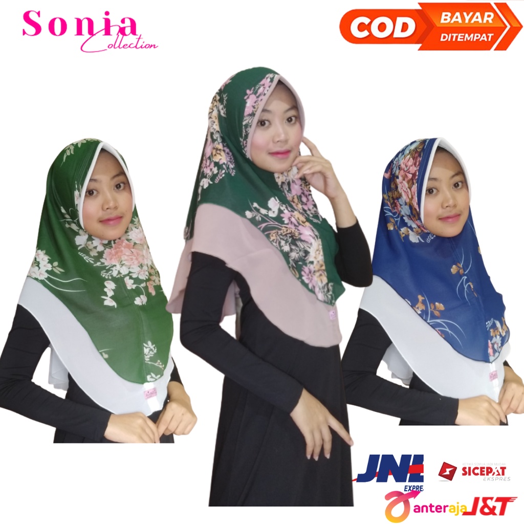 Khimar 2 Layer Ceruty Baby Doll Hijab motif combination of premium Instant Hijab Boutique ...