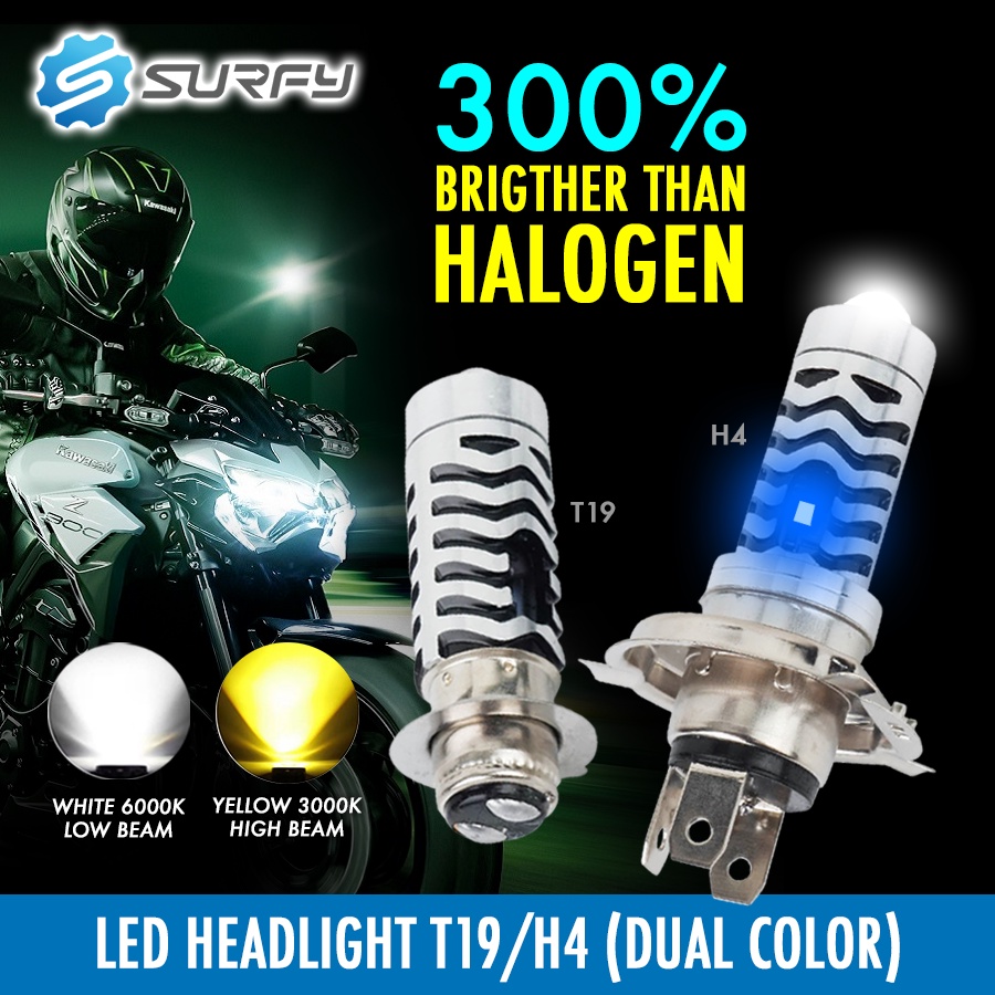 Motorcycle Headlight Hallogen Dual Bulb With Blue Parklight Hi/Low T19 H4 | Shopee Philippines