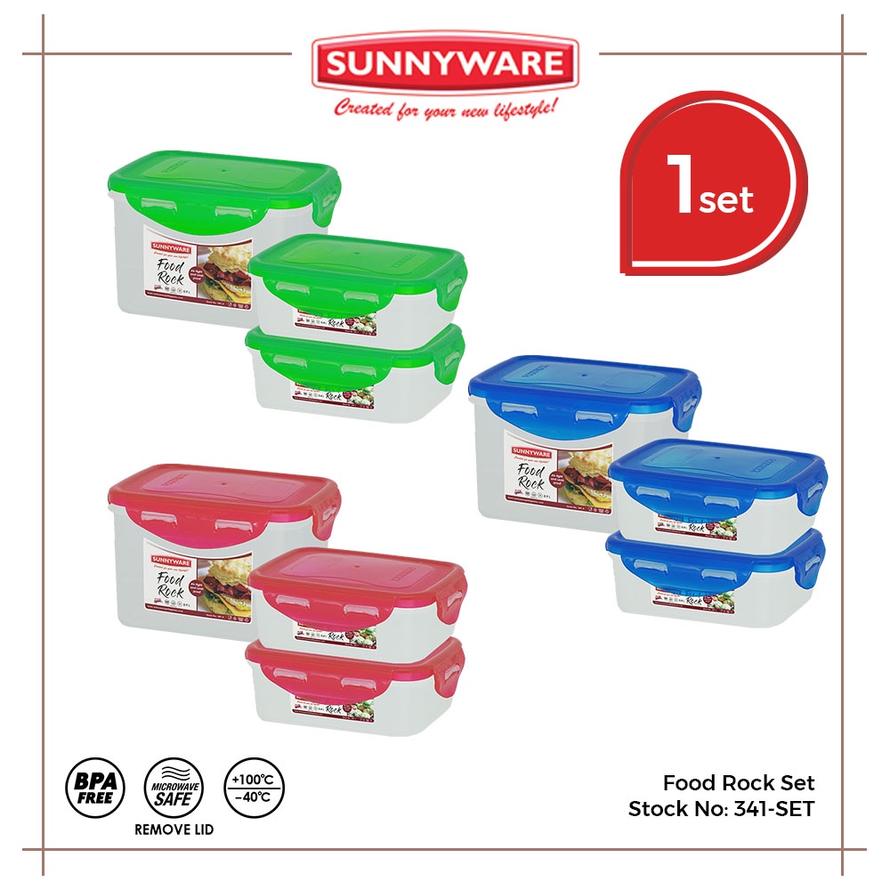 Sunnyware 341 3 pc Food Rock Set Air Tight Food Keeper Container Leak ...