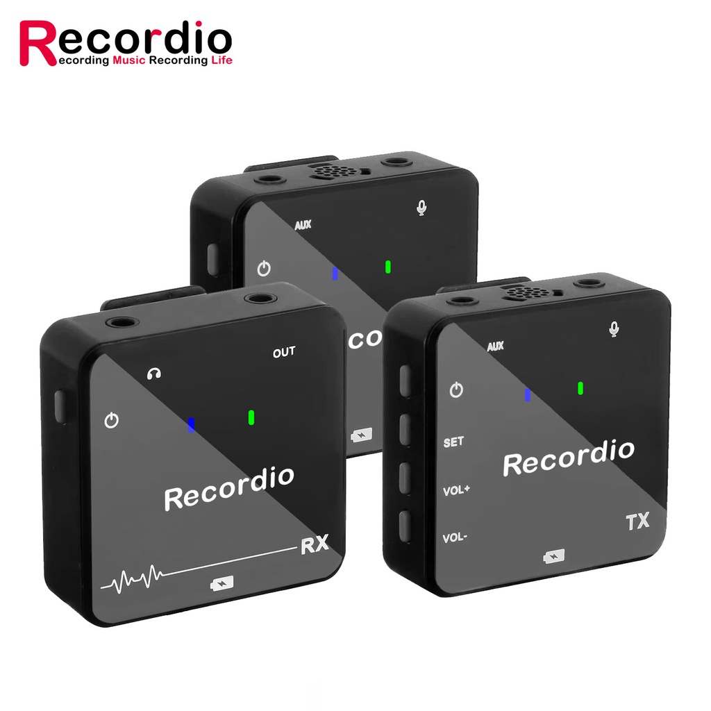 Recordio Wireless Microphone System Portable Lavalier Mic For Podcast ...