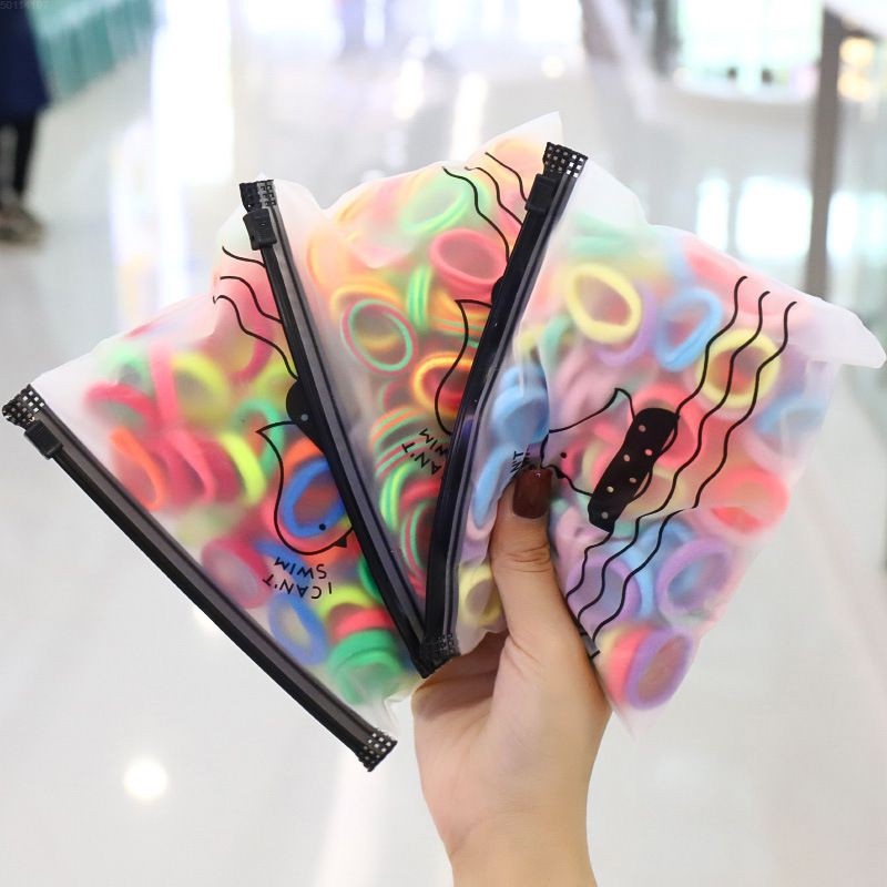 100pcs/bag Colorful Hair Rubber Band Girl Ponytail Hair Tie Kids Hair ...