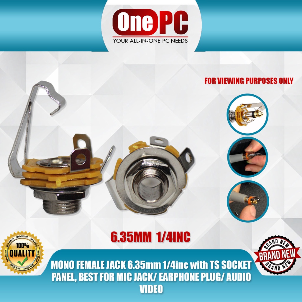 MONO FEMALE JACK 6.35mm 1/4inc with TS SOCKET PANEL, BEST FOR MIC JACK ...