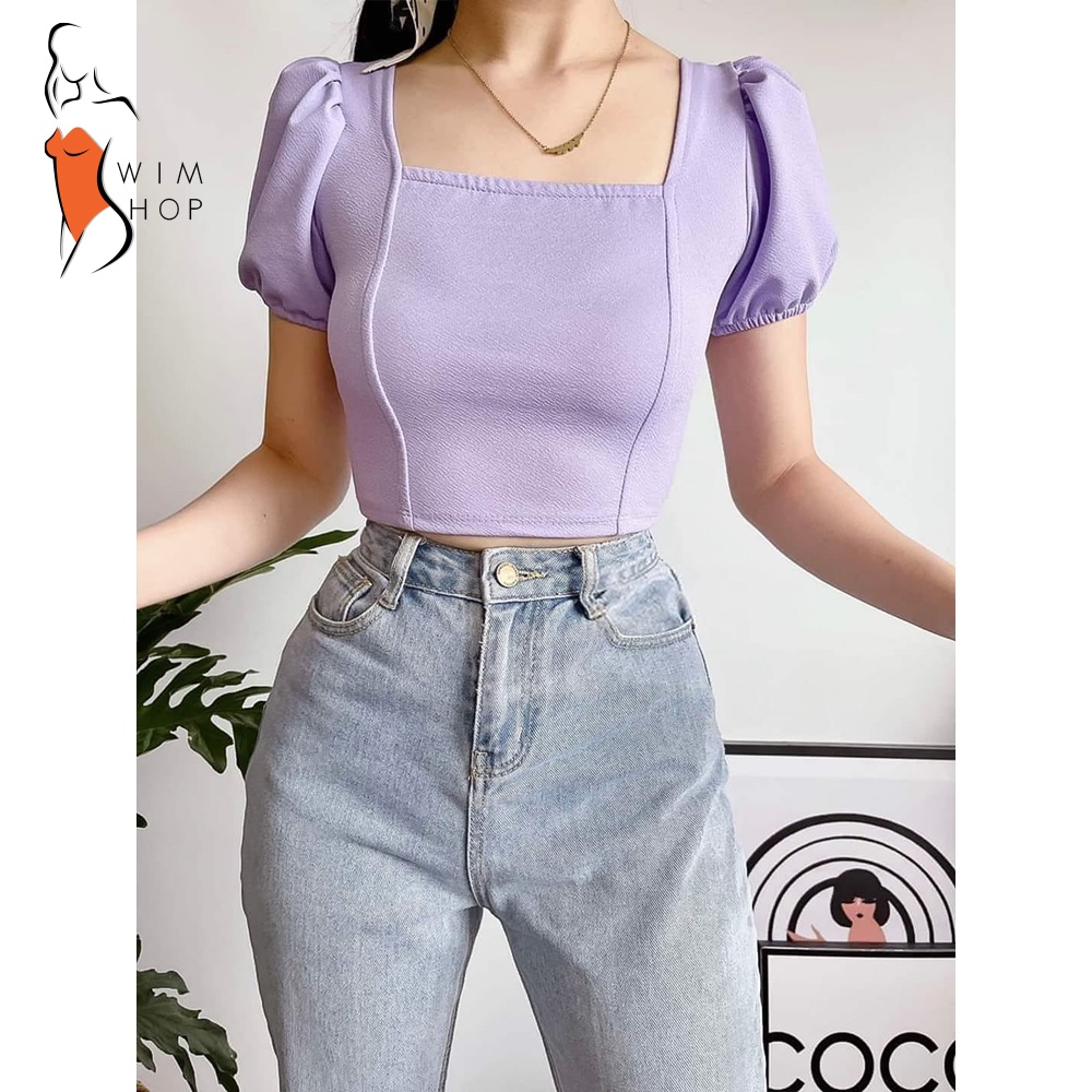 SS ELENA Puff Sleeves Croptop Korean Tops | Shopee Philippines