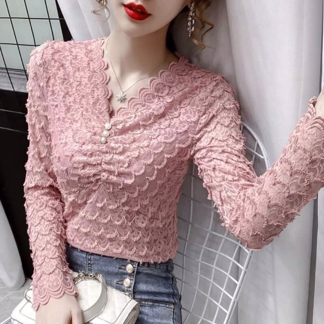High-end Female Lace Shirt With Luxurious Design QCNP2256 | Shopee ...