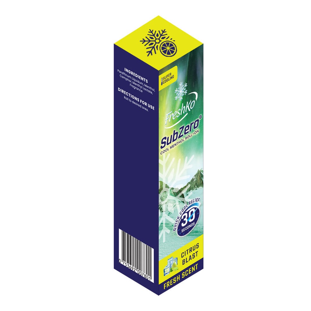 FRESHKO SubZero Citrus Blast Cool Menthol Roll-On 10 ML | Shopee ...