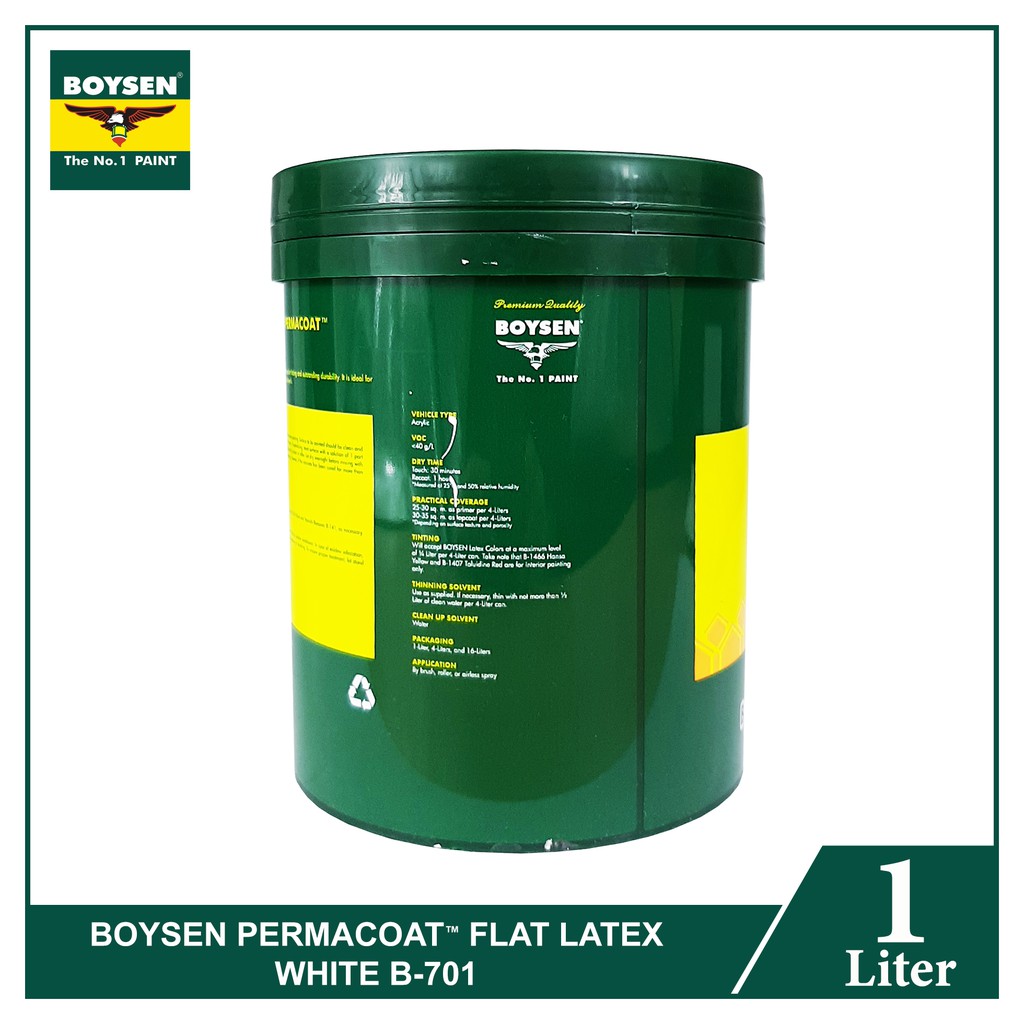 Boysen Permacoat Flat Latex White 1L B-701 | Shopee Philippines