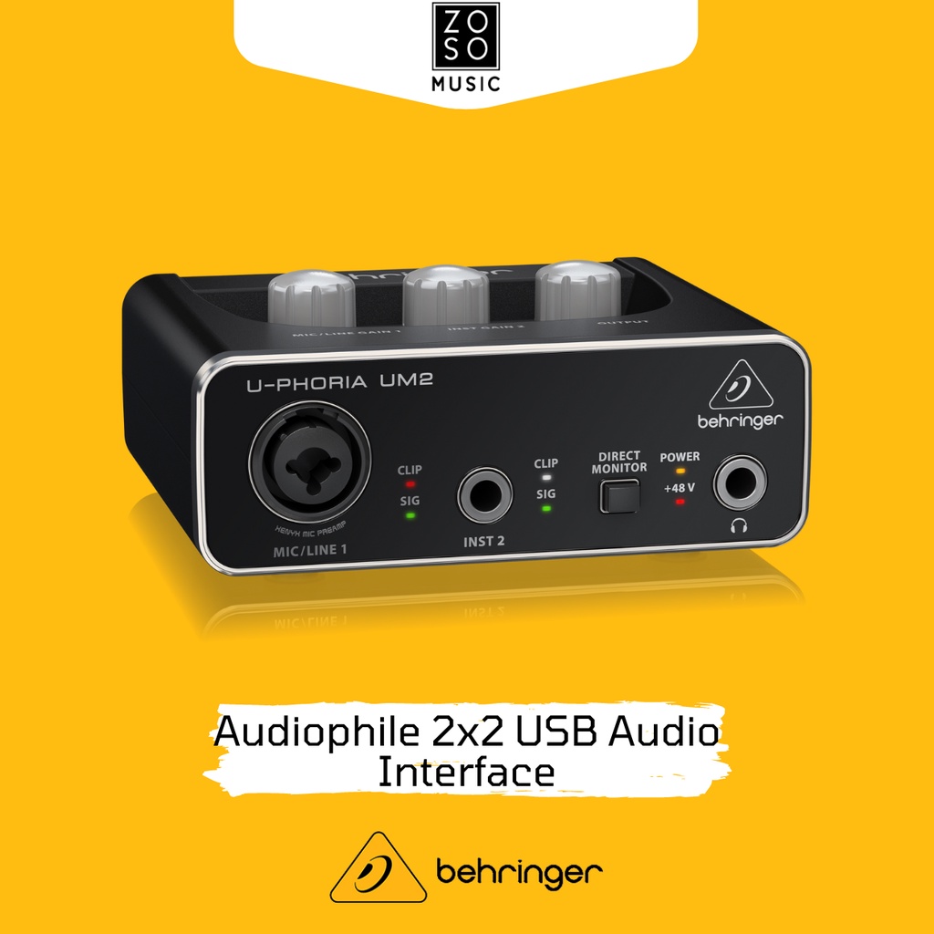 BEHRINGER U-PHORIA UM2 USB AUDIO INTERFACE WITH XENYX MIC PREAMPS (UM 2 ...