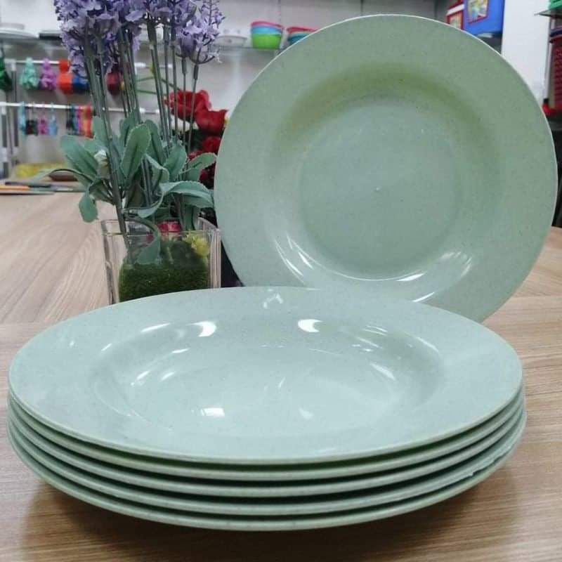 12 pcs. Reusable Plastic Round Plate (Dinner Plate) Marble Design PLATO ...