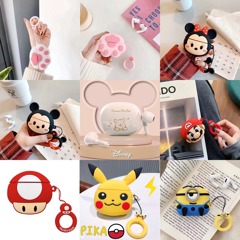 Pink Case for Disney Q2 TWS Cute Cartoon Pokemon Cover Soft TPU ...