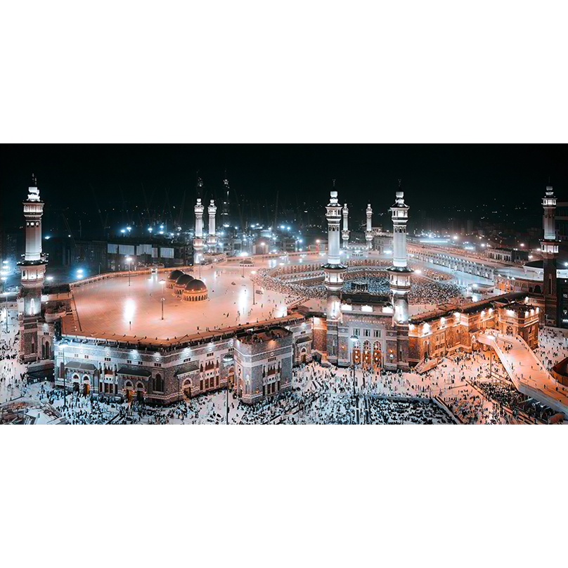 Mecca Mosque Night View Canvas Painting Wall Art Posters Prints Kabe ...
