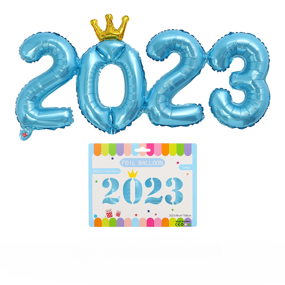 16-Inch Crown One-Piece Number Aluminum Balloon 2023 Year Balloon Set ...