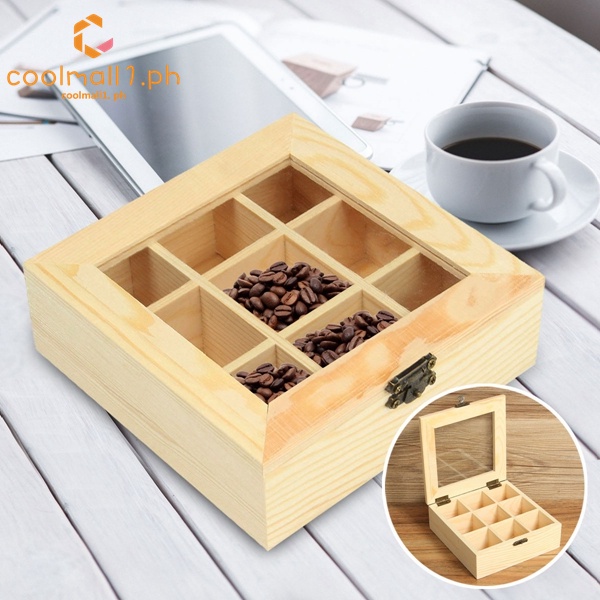 Wooden Bag Jewelry Chest Storage 9 Compartments Tea HHHHPH Box ...