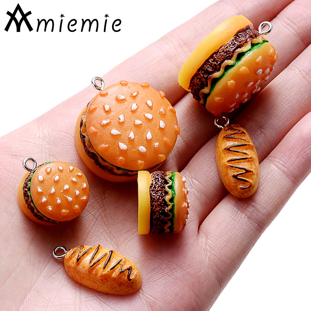 5Pcs Artificial Food Resin Charms Bread Pendants For Bracelets Diy ...