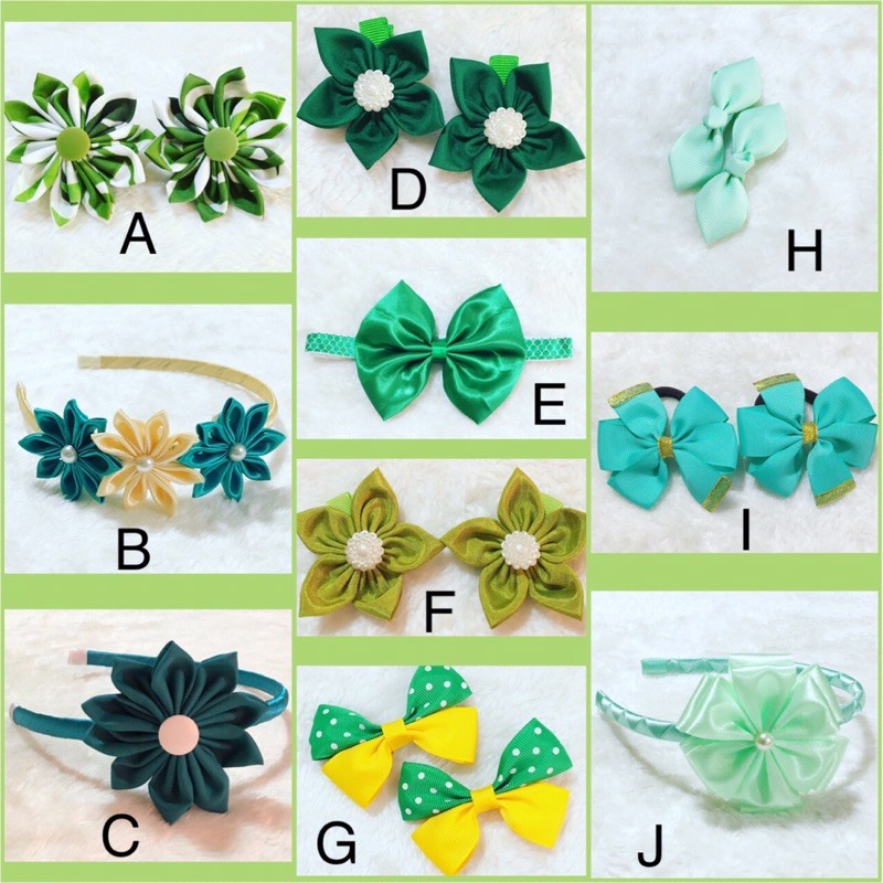 / Shades of Green Hair Accessories Elastic Band Headbands Hairclips ...