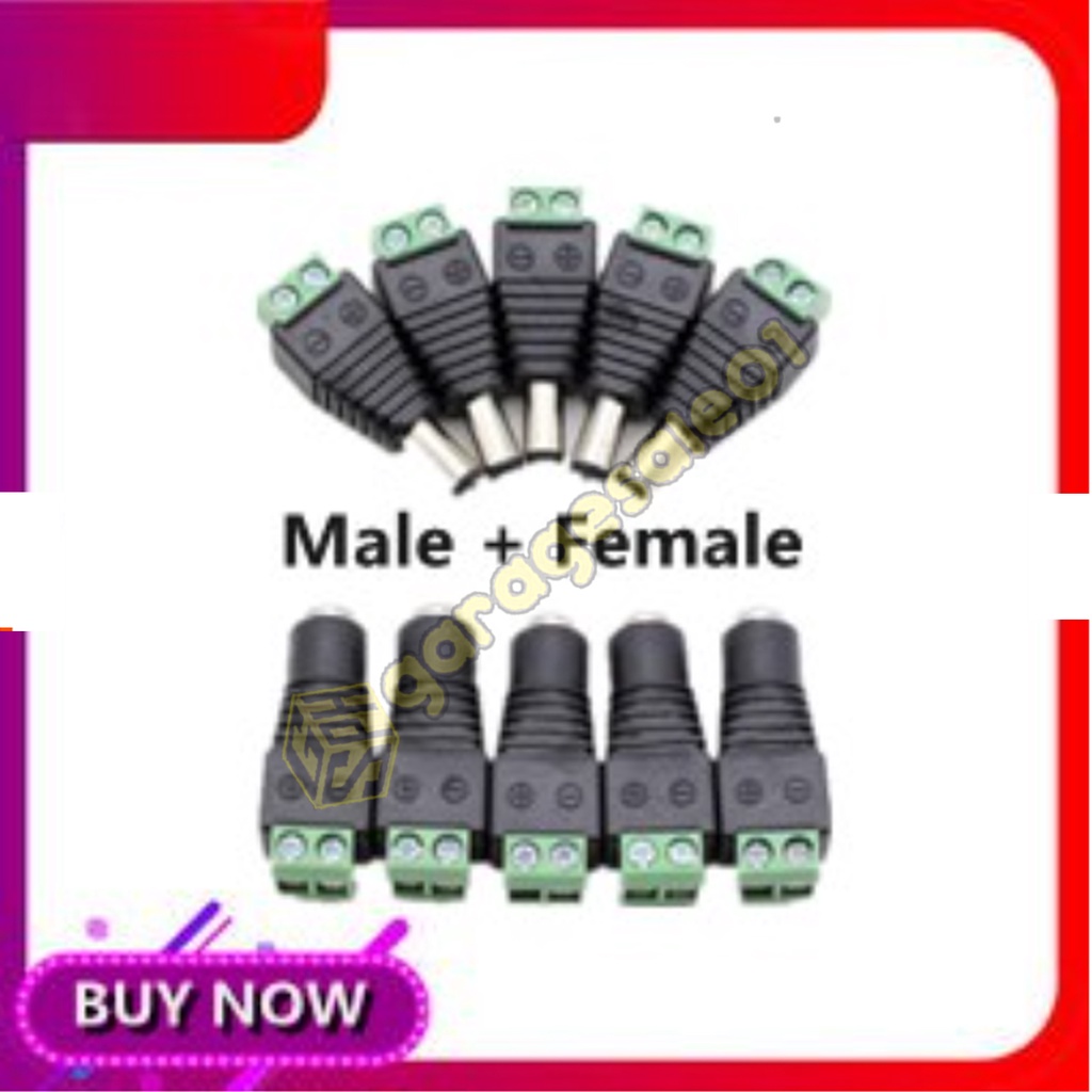 12V DC Female & Male Power Balun Jack Adapte Female Screw Type ...