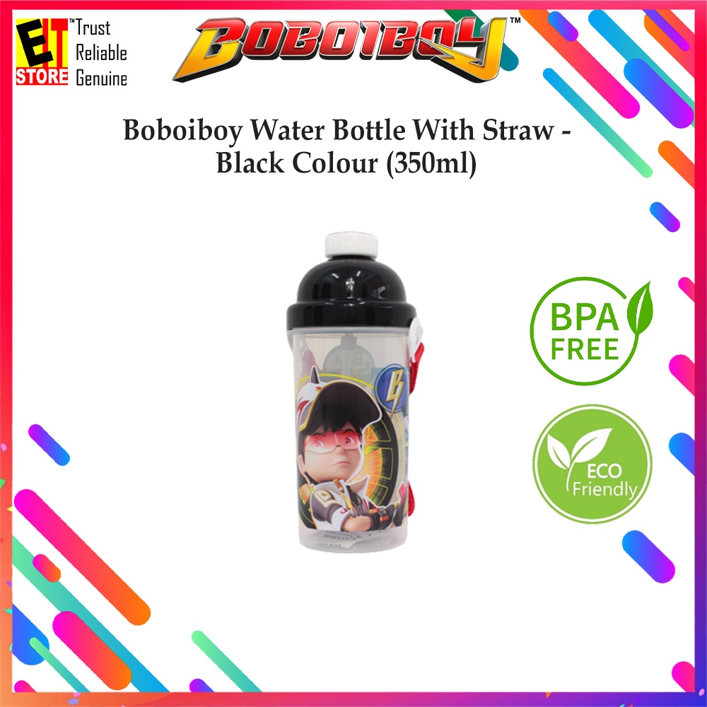Boboiboy Water Bottle With Straw - Black Colour (350ml) (38-3-341-7148 ...