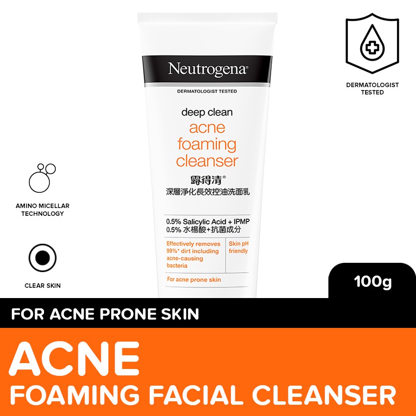 Neutrogena Deep Clean Acne Foaming Cleanser 100g - Facial Wash w ...