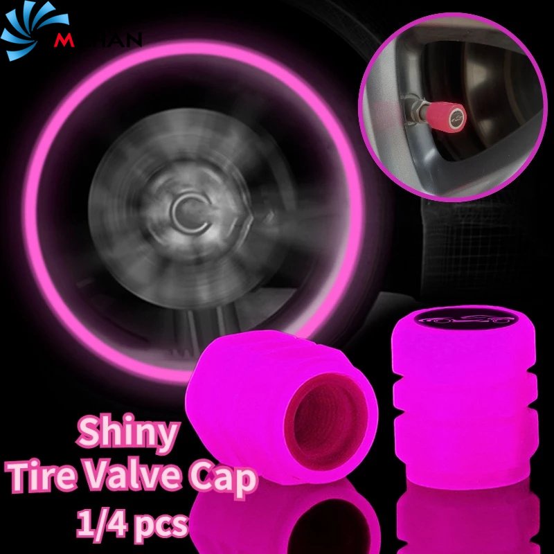 1/4Pcs Universal Sports Car Logo Fluorescent Pink Luminous Car Tires ...