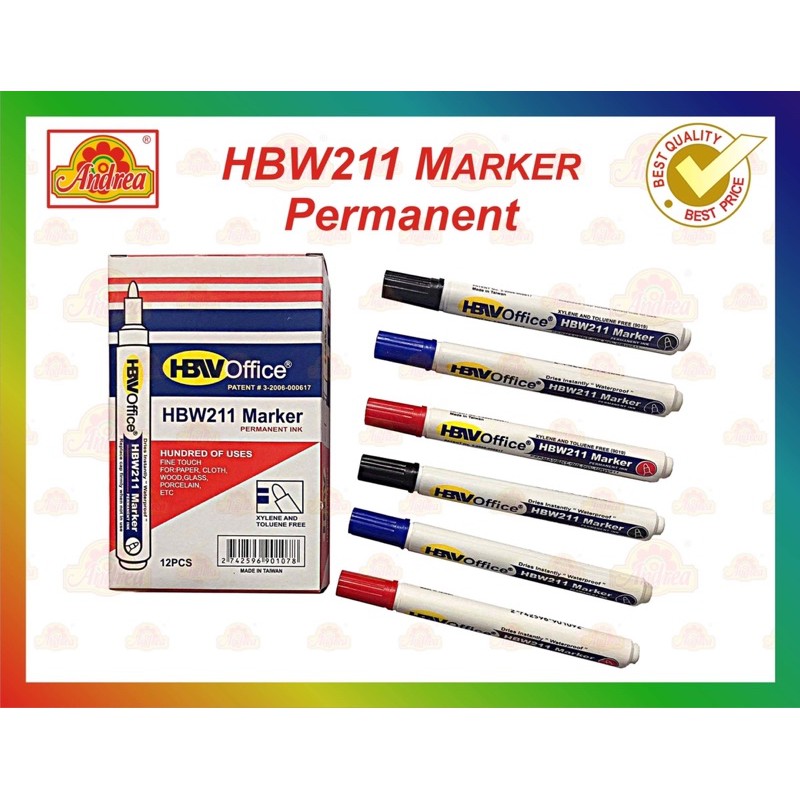 HBW office permanent marker black / blue/ red ( sold by 3 pcs. )you can ...